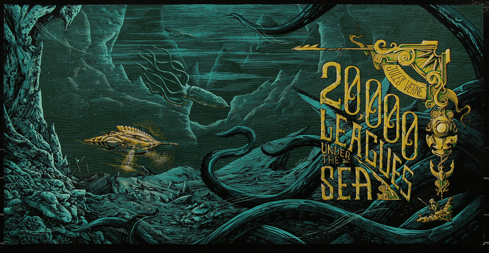 20,000 Leagues Under the Sea, Raf Banzuela 120/125 Screen Print Movie ...