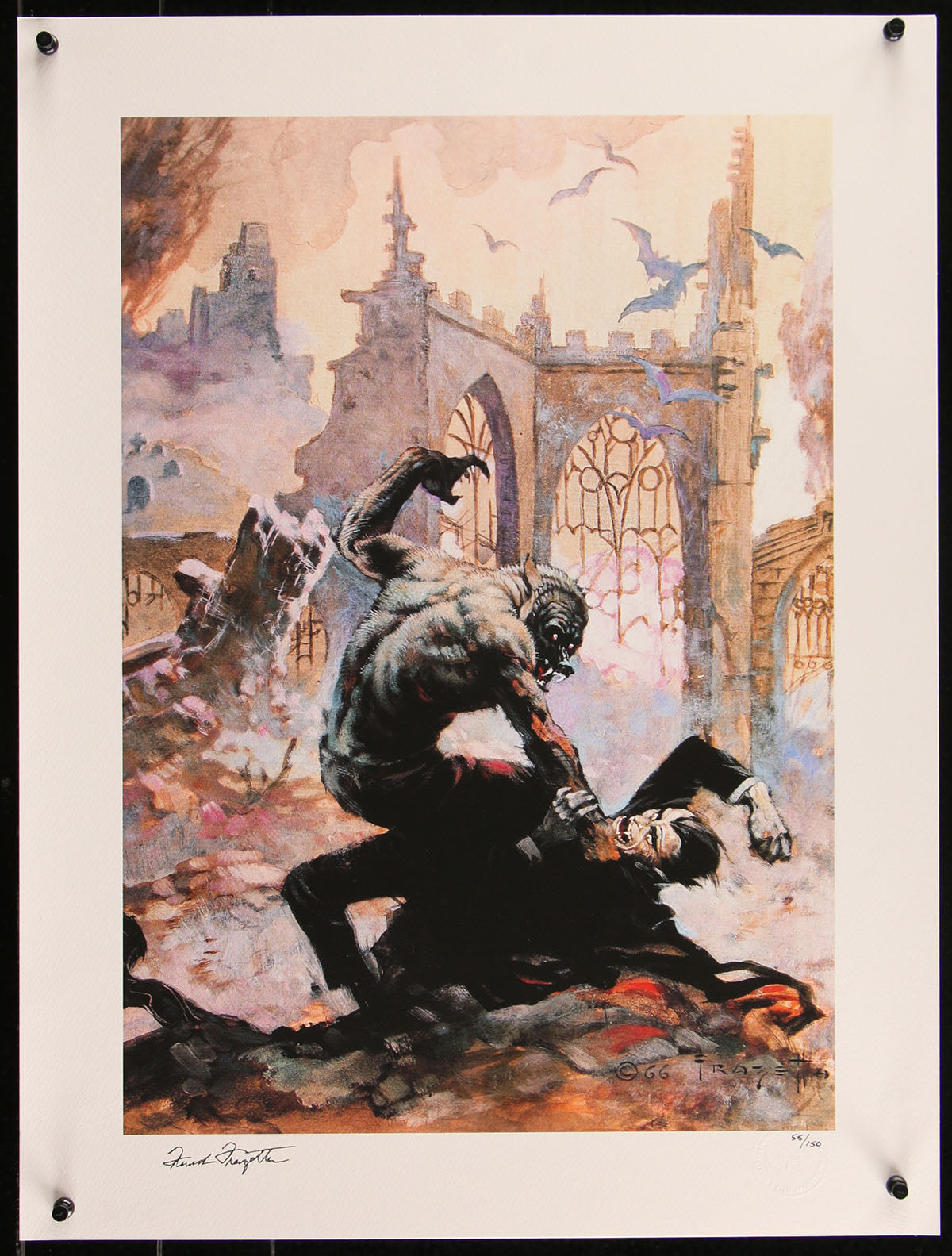 Dracula Meets Wolfman by Frank Frazetta 55/150 Screen Print Movie Art ...