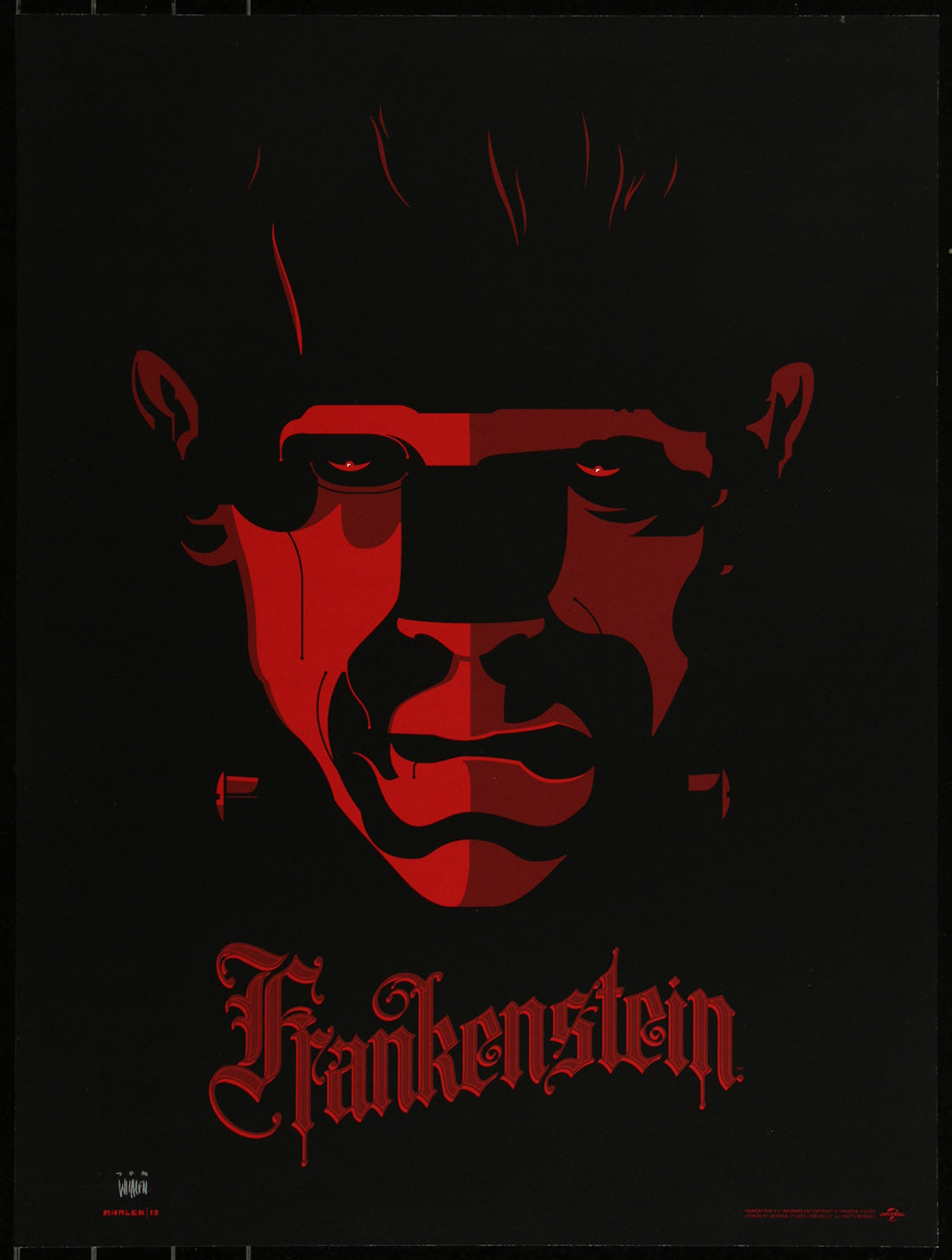 Universal Monsters Frankenstein by Tom Whalen Screen Print Movie Art P ...